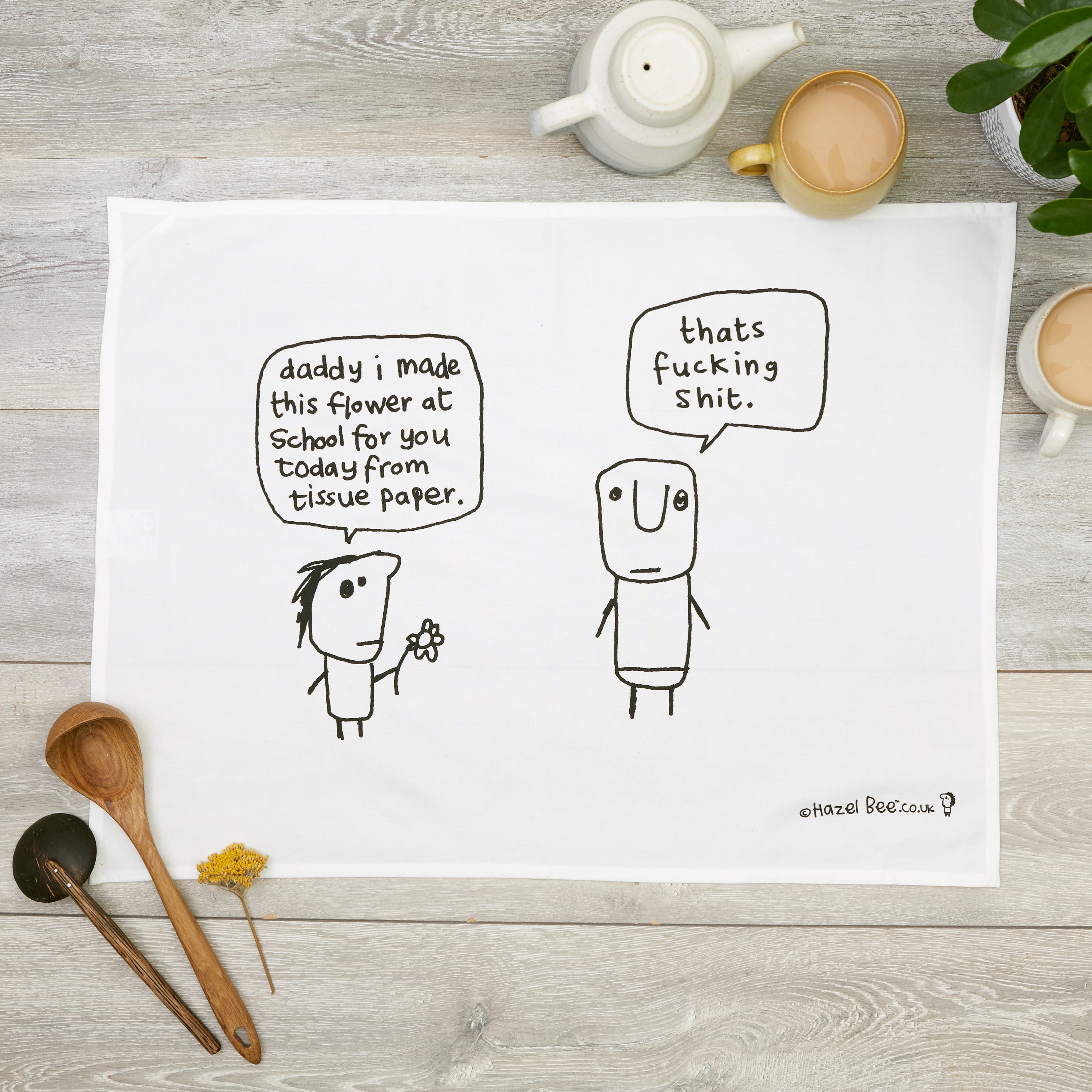 Daddy Shit Tissue Paper Flower Tea Towel | Funny Tea Towel Gift for Da ...
