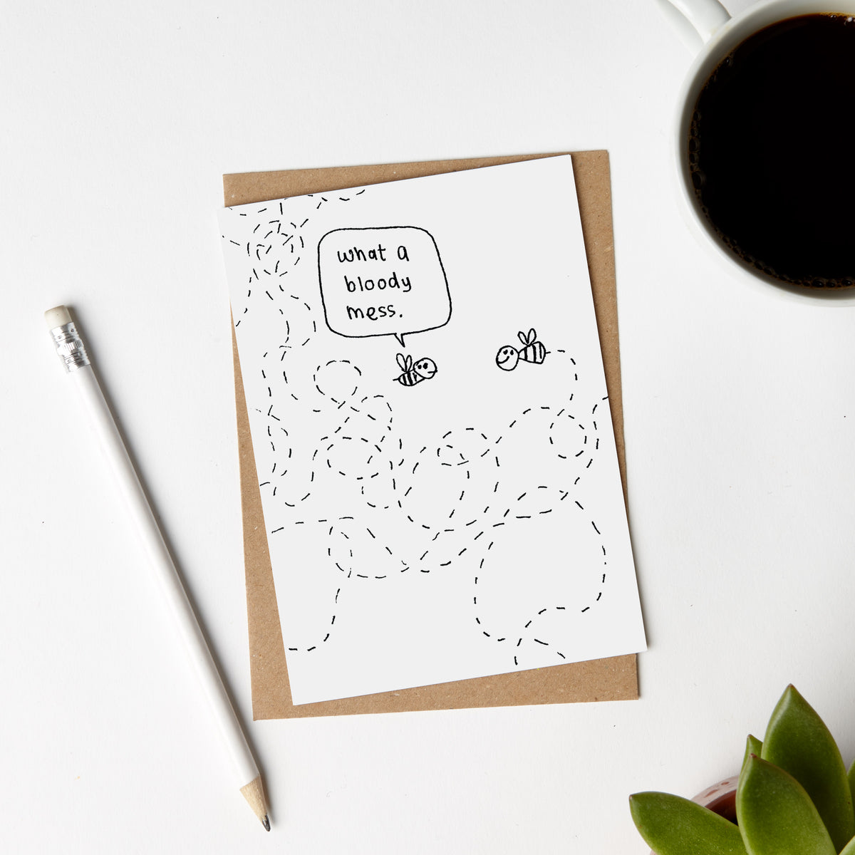 Messy Bee Card – Hazel Bee